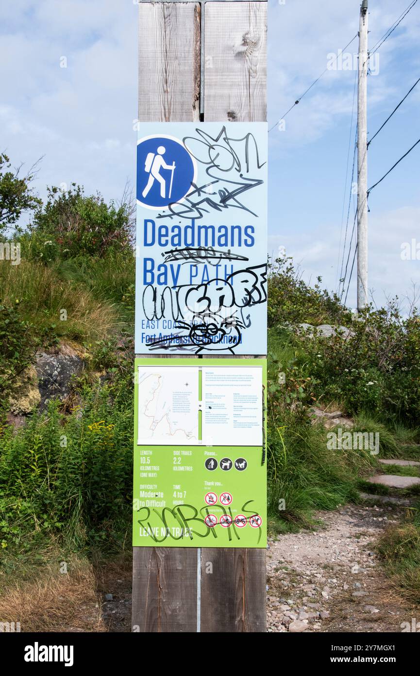 Deadmans Bay Path sign at Fort Amherst in St. John's, Newfoundland ...