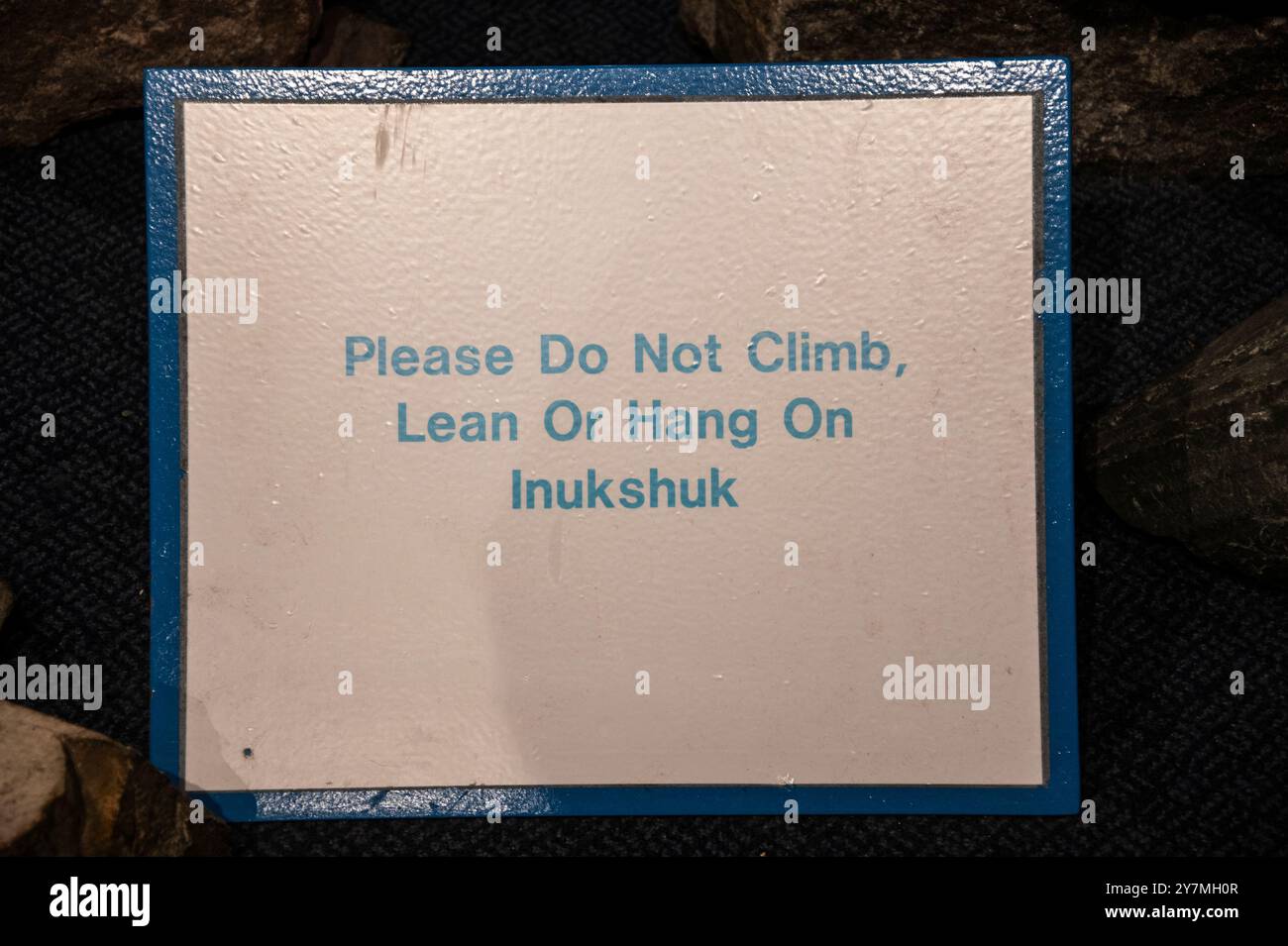 Do not climb on inukshuk sign inside the Signal Hill National Historic ...