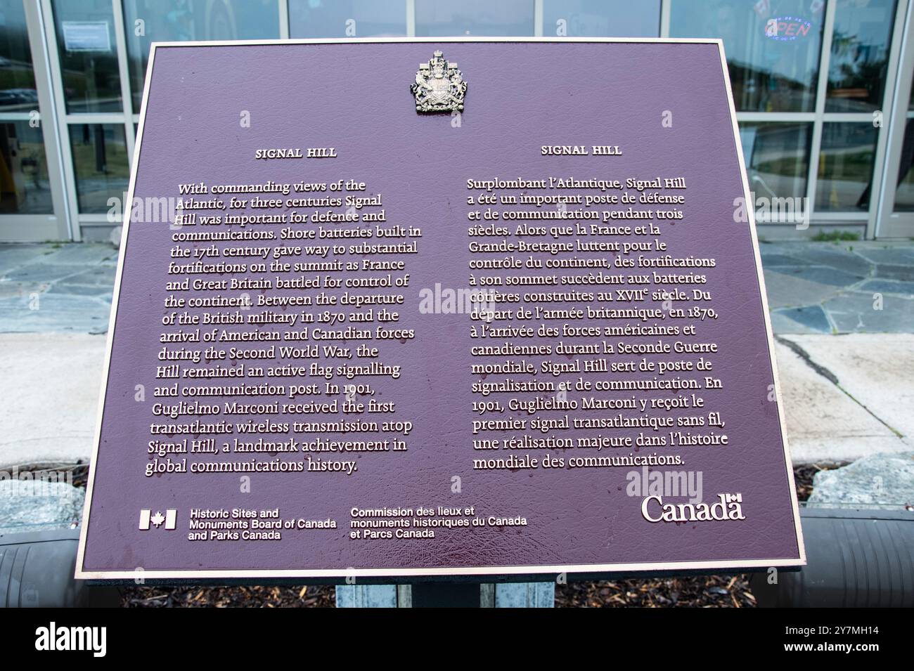Plaque Signal Hill at the visitor centre in St. John's, Newfoundland ...