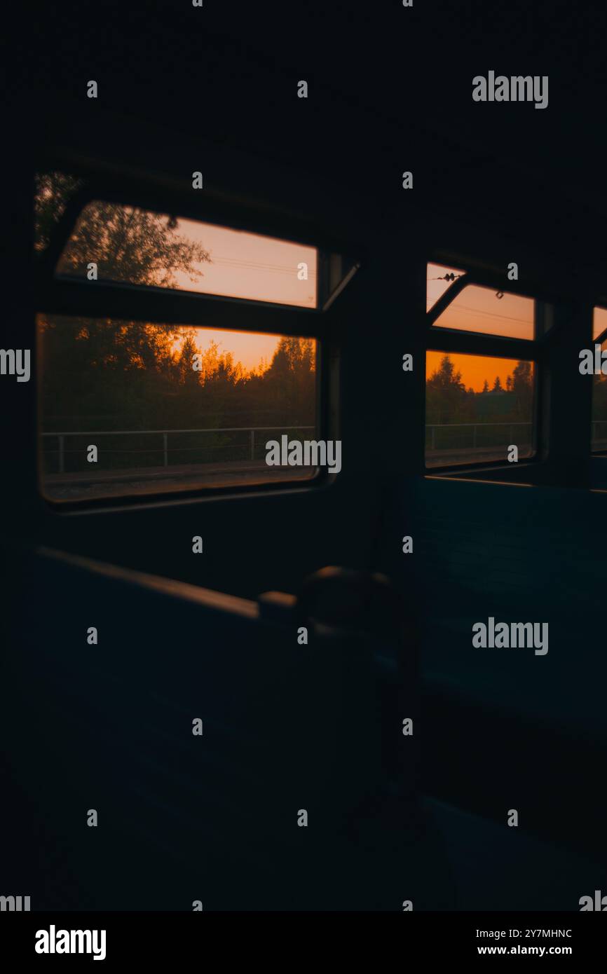 Train window landscape forest silhouette hi-res stock photography and ...