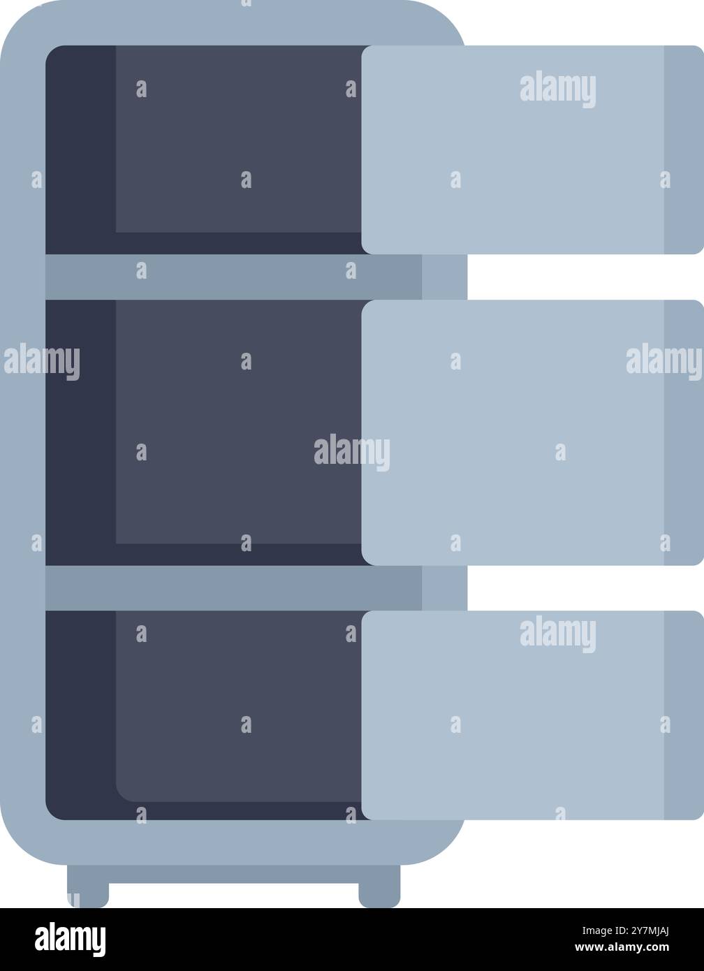 Open server rack with pull out hard drives is being prepared for ...