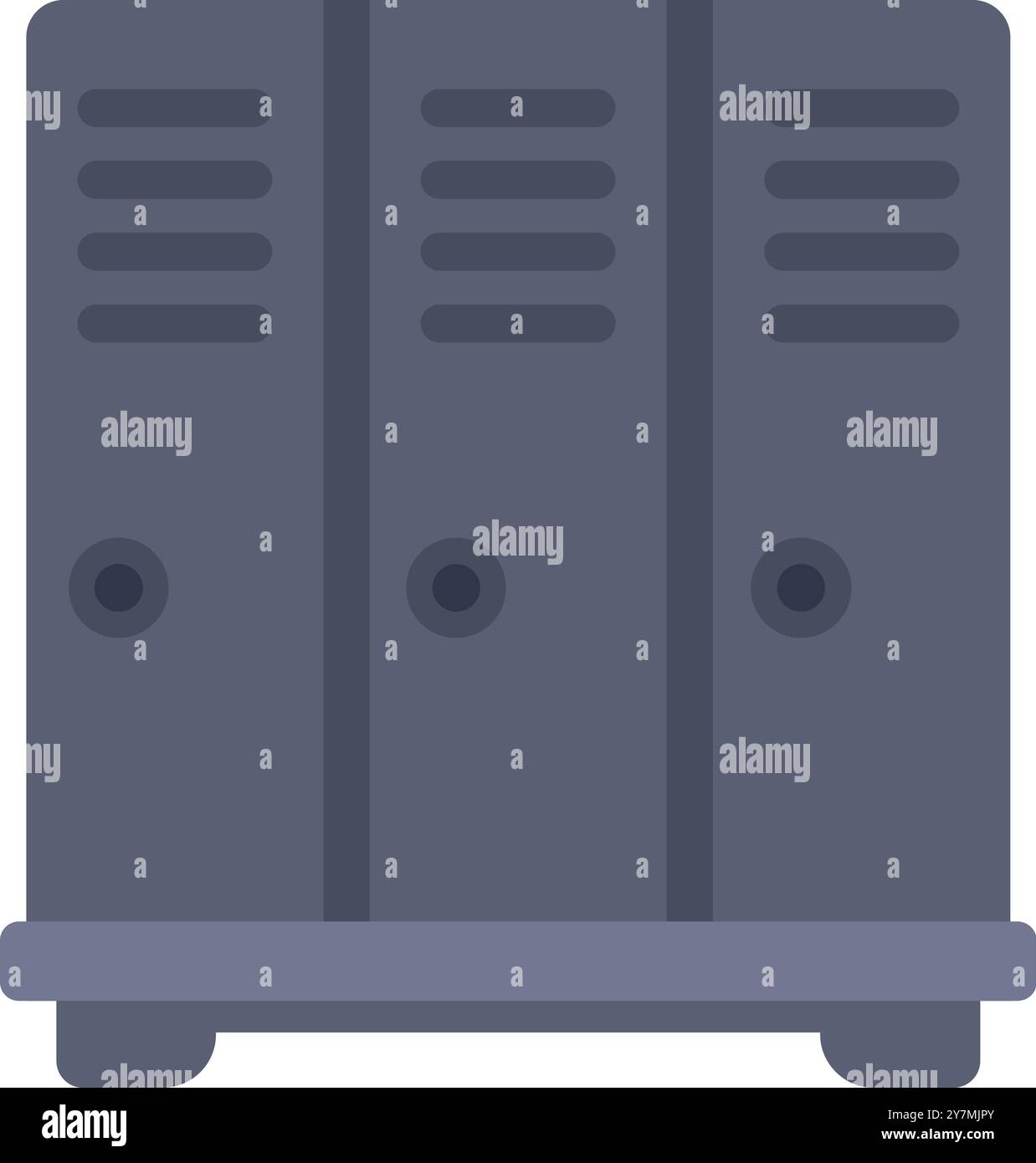 This vector illustration features three metal lockers, perfect for ...