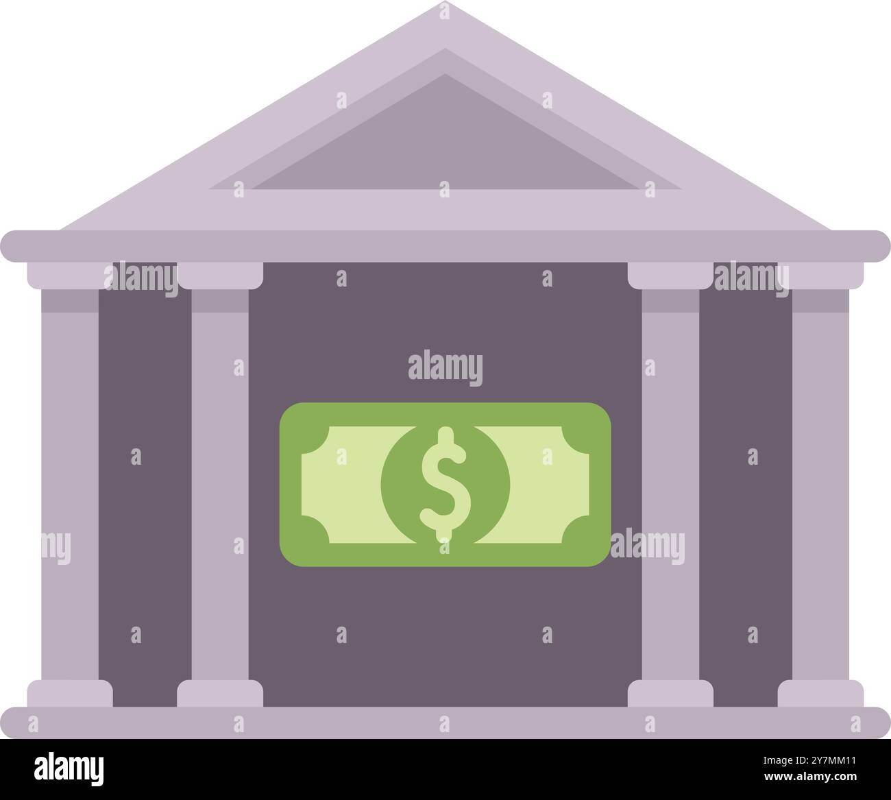 Bank building facade with a dollar bill illustrating financial ...