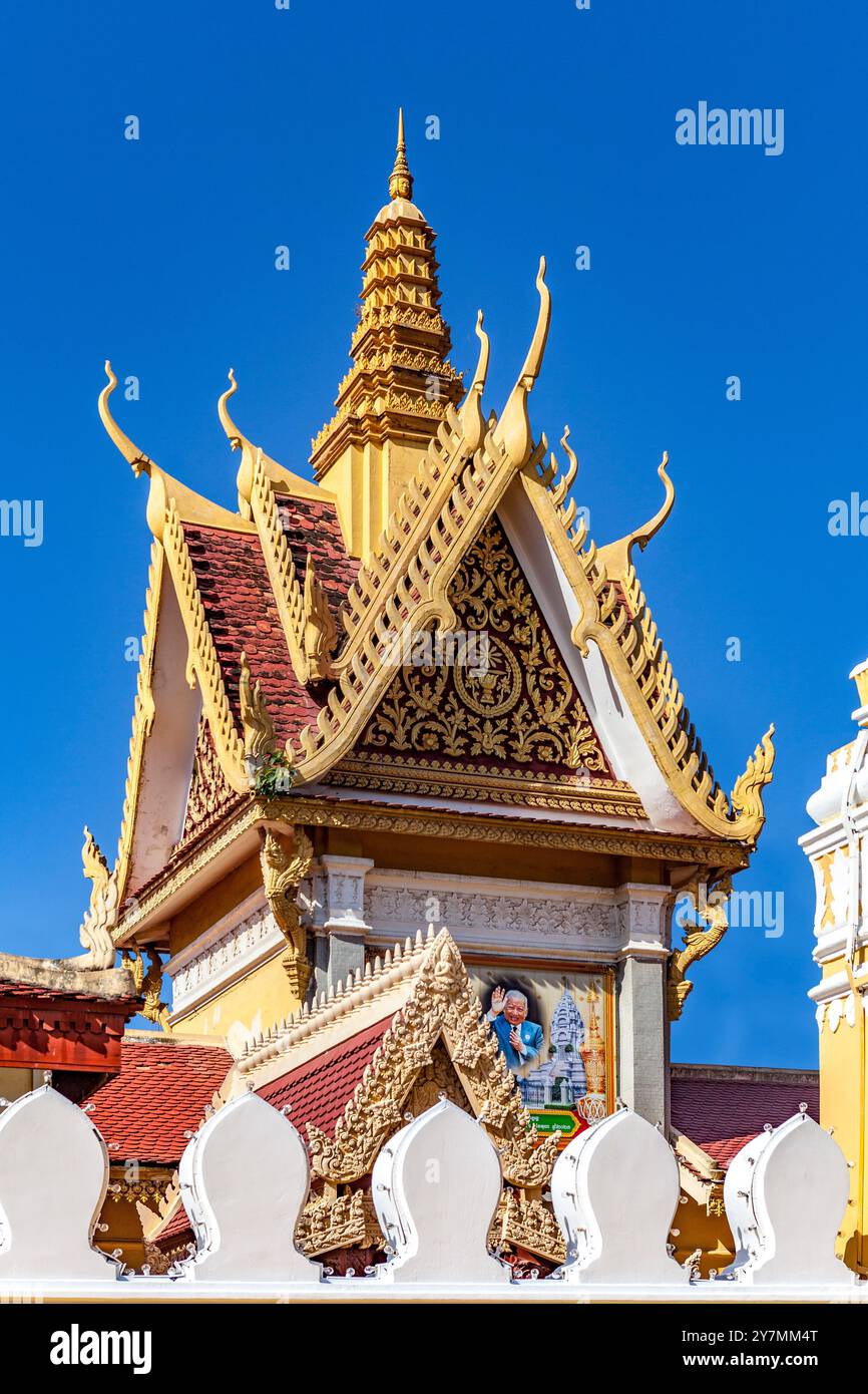 Gabled tower at an entrance to the Ramayana frescoes gallery in the ...