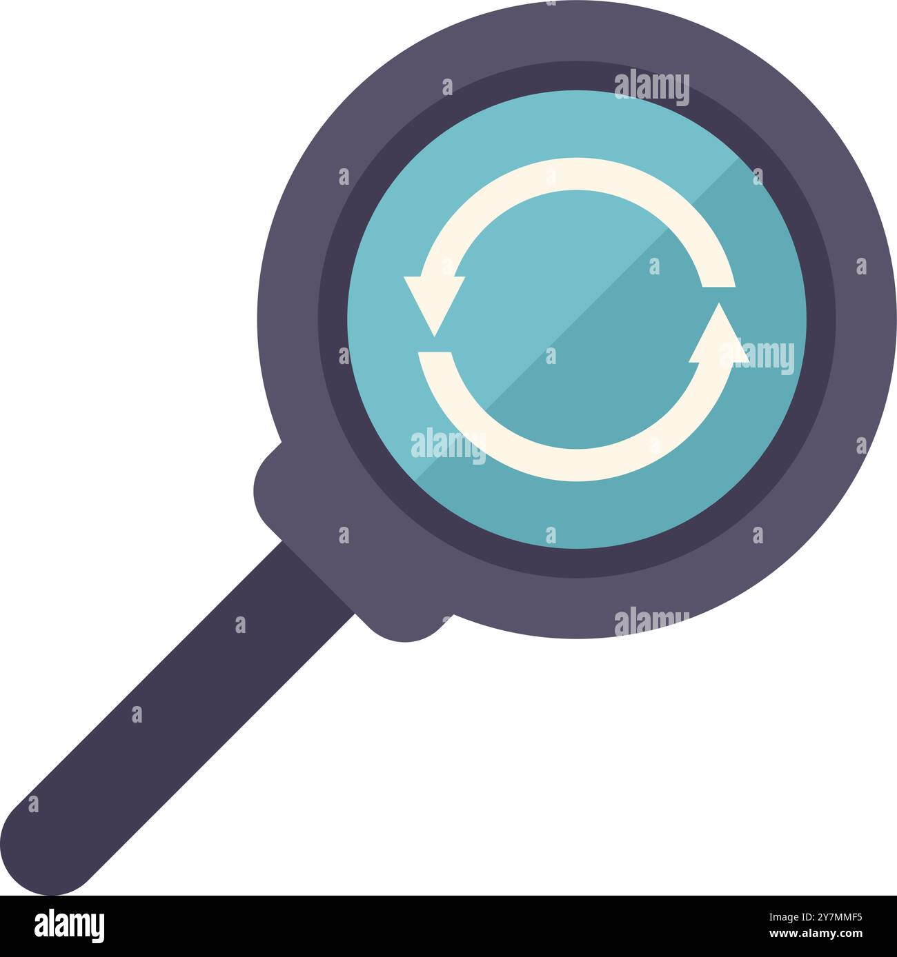 Magnifying glass is showing a refresh symbol for continuous improvement process Stock Vector ...