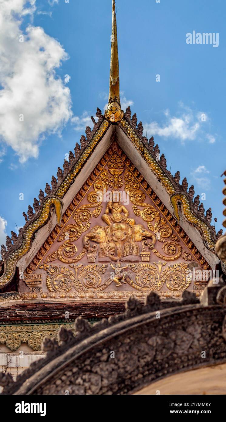 Gable of Wat Lom Proleung monastery, Cambodia Stock Photo - Alamy