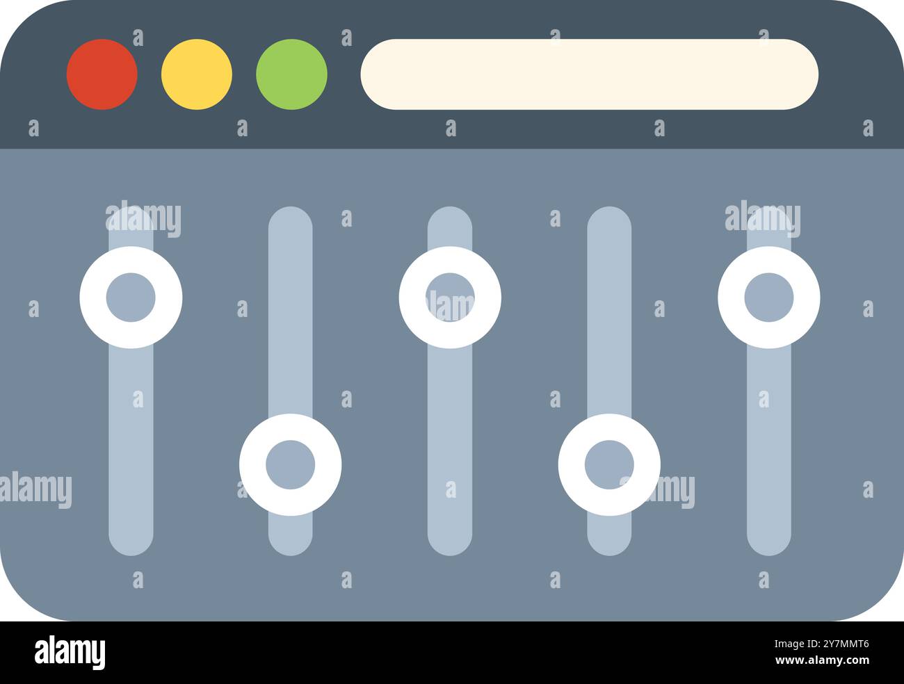 Simple icon of a software interface window displaying a control panel ...