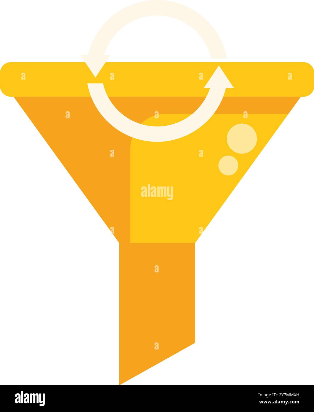 Yellow sales funnel representing the process of attracting and ...