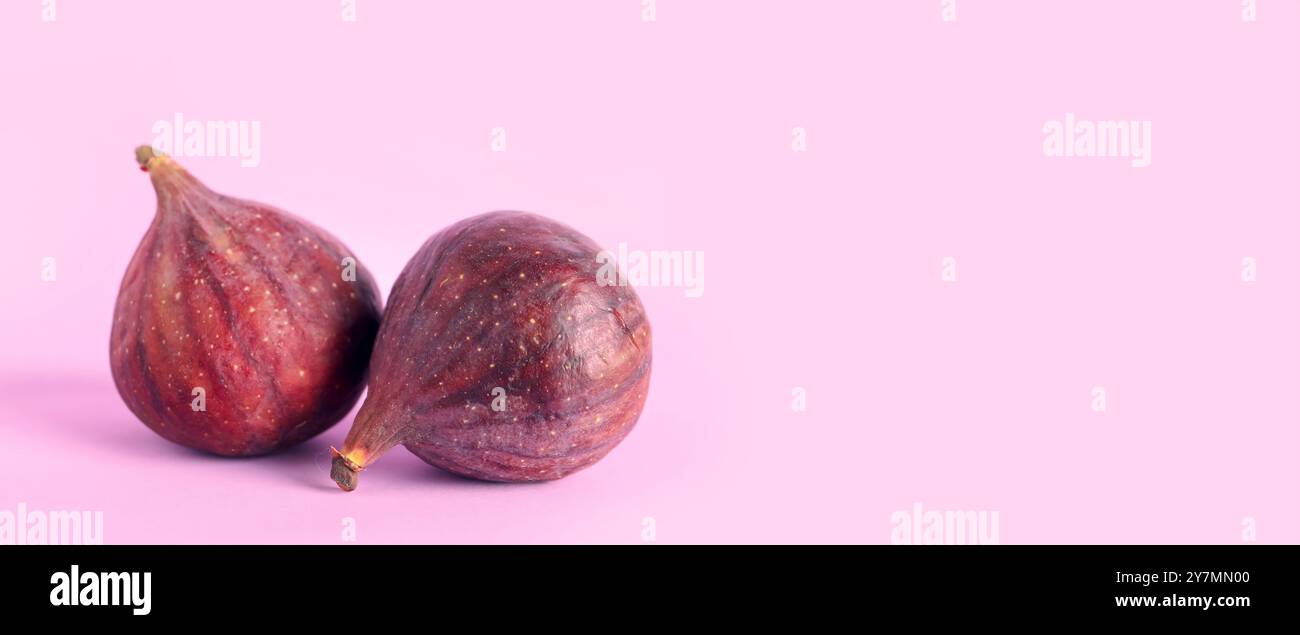 Fresh juicy figs on lilac background with space for text Stock Photo ...