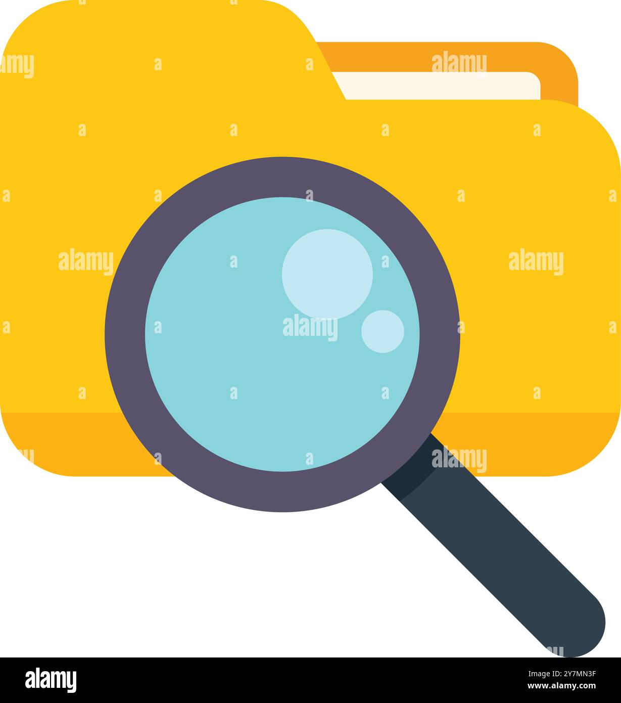 Magnifying glass analyzing folder with documents, concept for file ...
