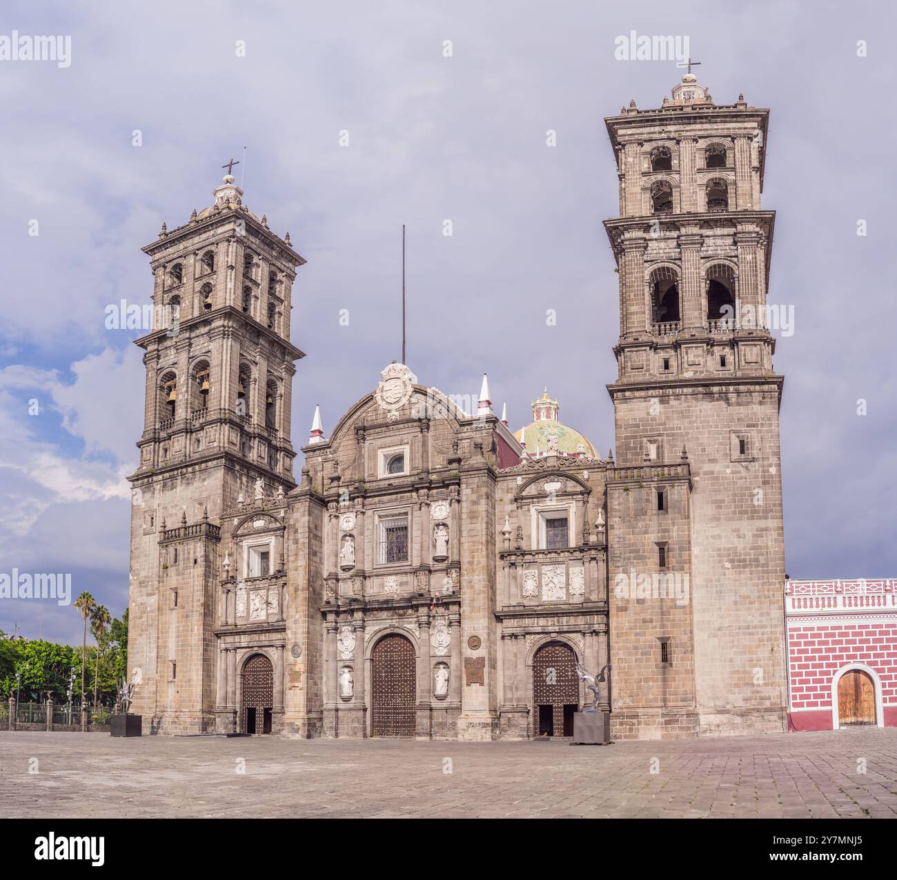 Catedral de Puebla, iconic cathedral in Puebla, Mexico. Historic ...