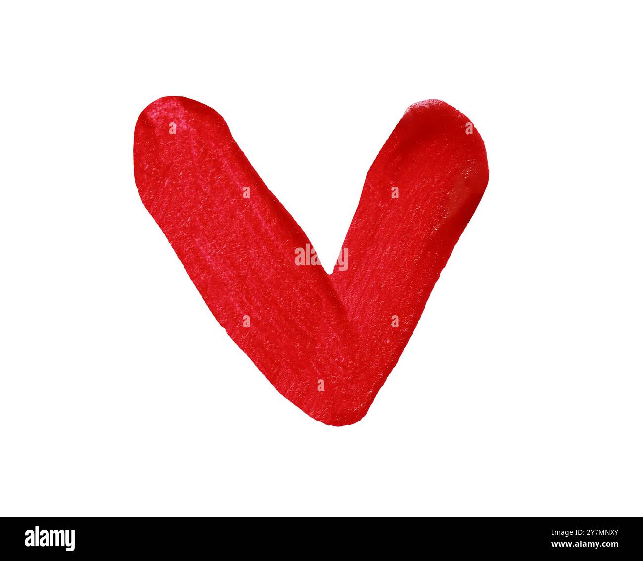 Features a simple yet striking red letter V shape isolated on white ...