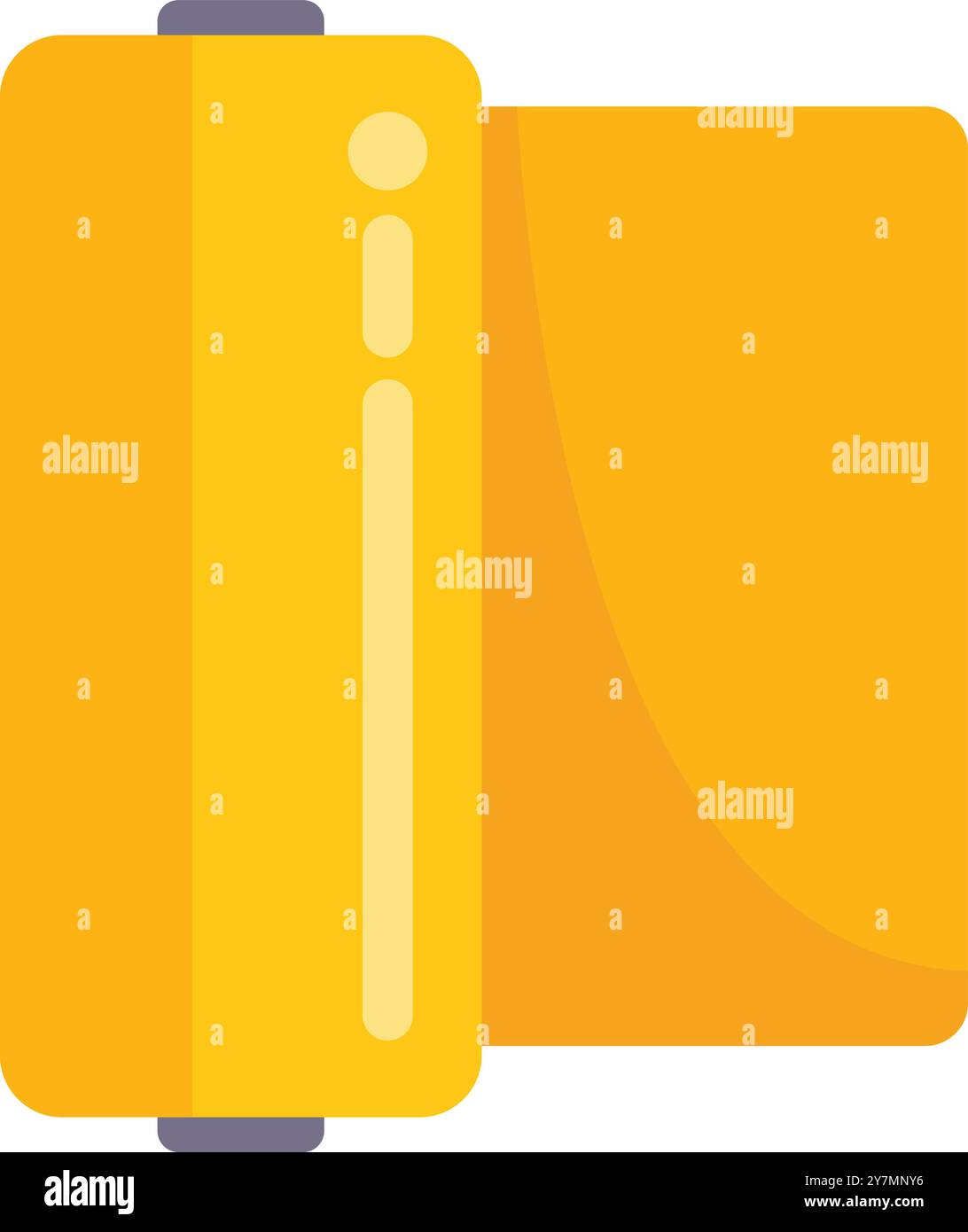 Yellow textile roll representing sewing and fashion, isolated on white ...