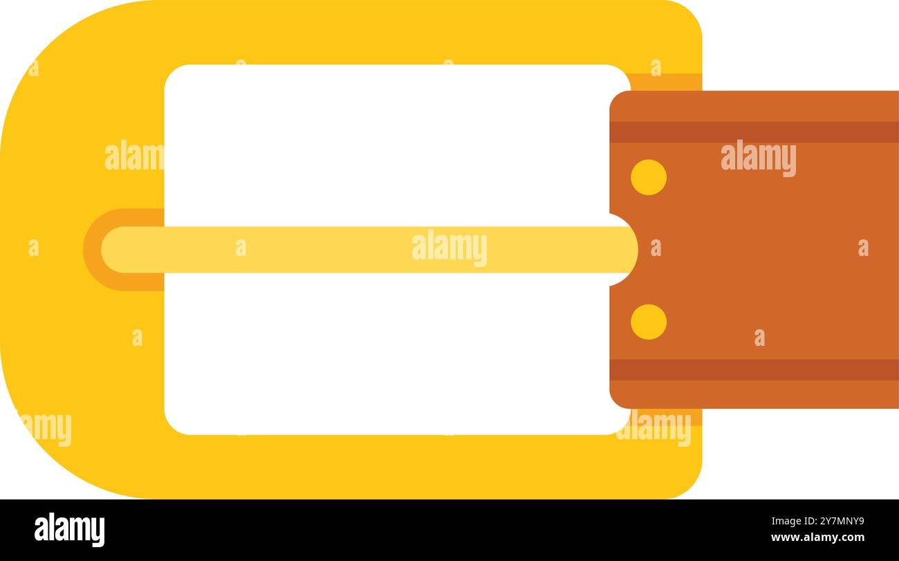 Simple vector illustration of a golden buckle fastening a brown leather belt strap Stock Vector ...