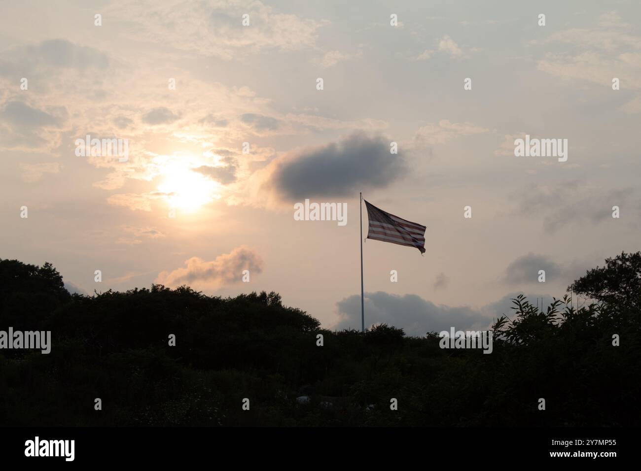 Flag at Sunset Stock Photo - Alamy