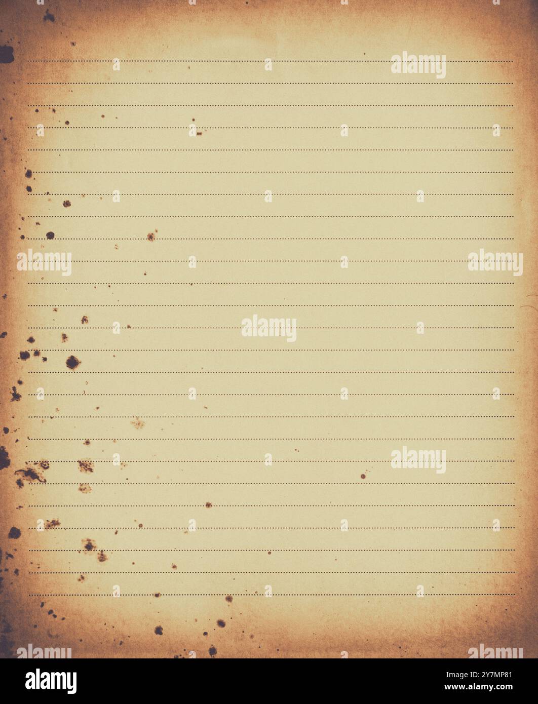 Blank lined dirty paper background, empty white paper and dots line for ...