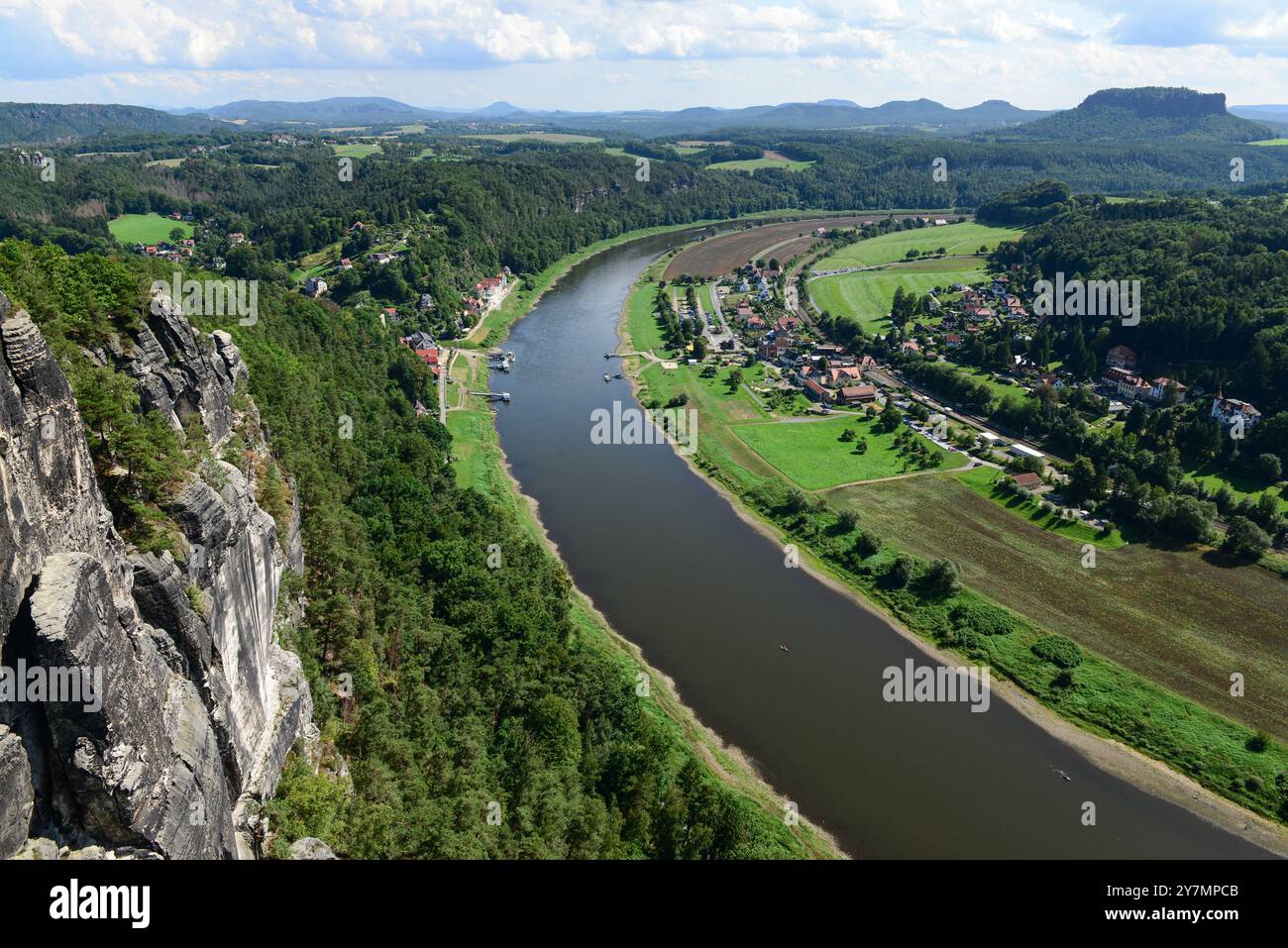 Aerial view of Elbe river and village in Germany Stock Photo - Alamy