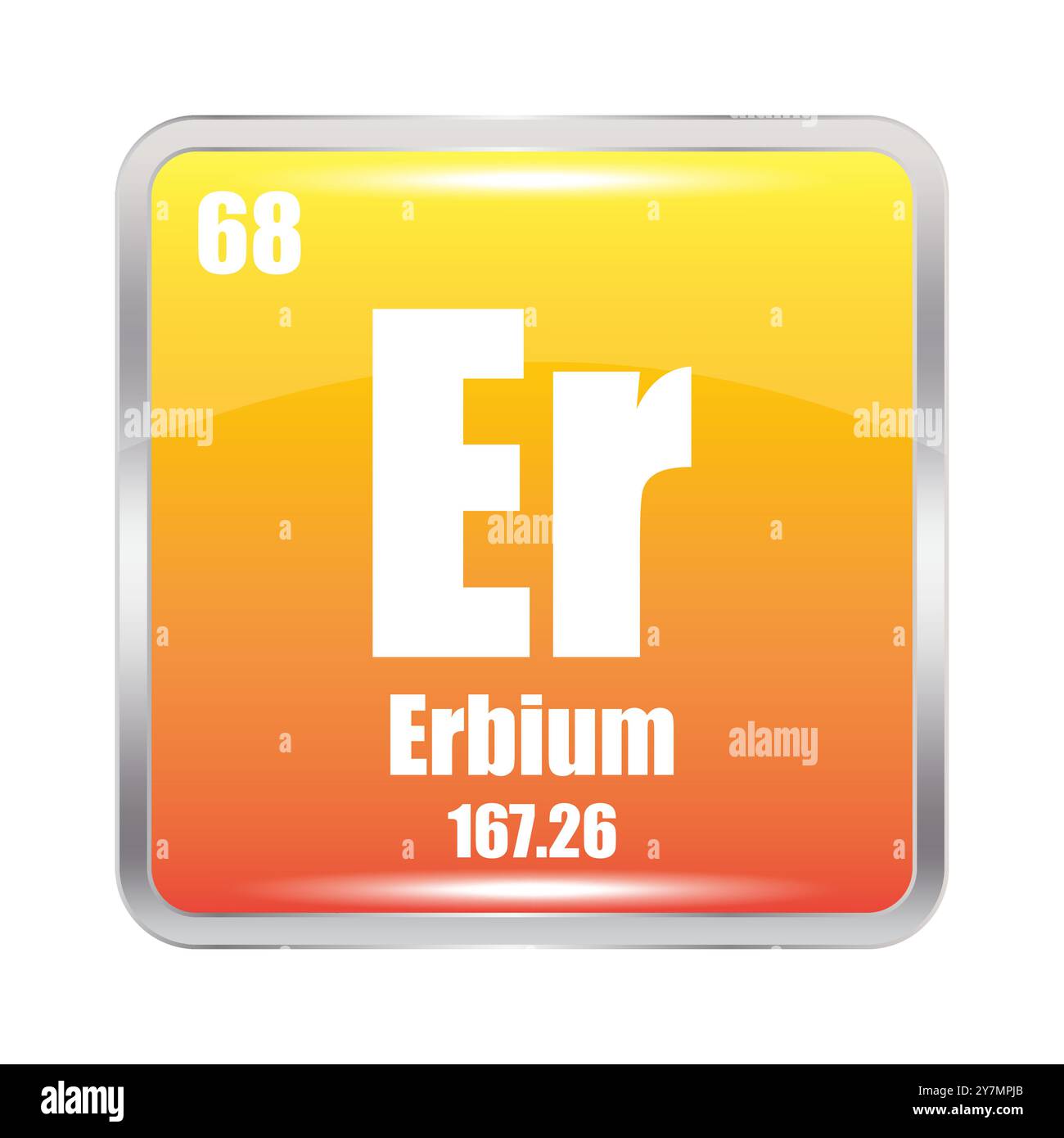 Erbium icon. Er chemical element. Atomic number 68. Mass 167.26. Vector ...