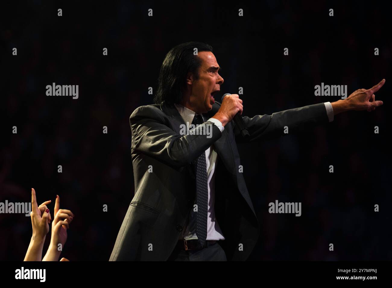 Australian artist, Nick Cave, performing with The Bad Seeds at the Uber ...