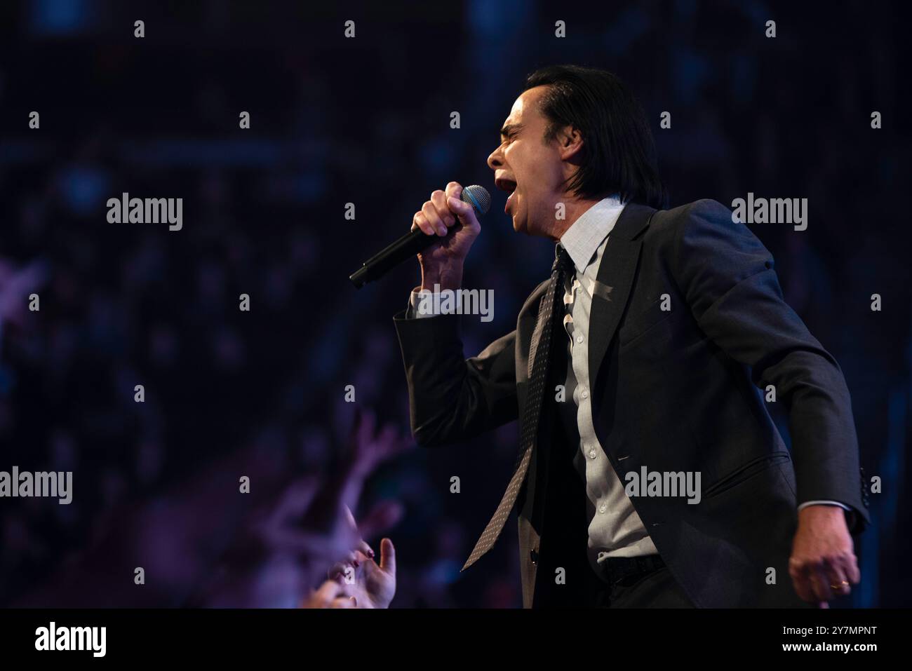 Australian artist, Nick Cave, performing with The Bad Seeds at the Uber ...