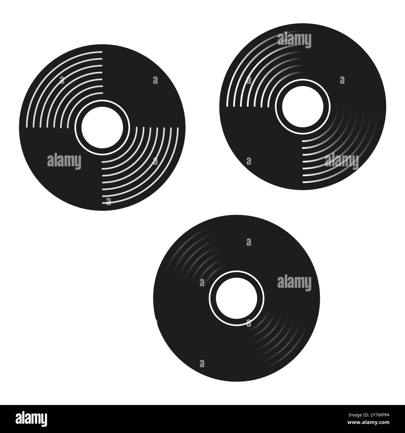 Vinyl record icon. Black circular disc. Grooved music pattern. Vector ...