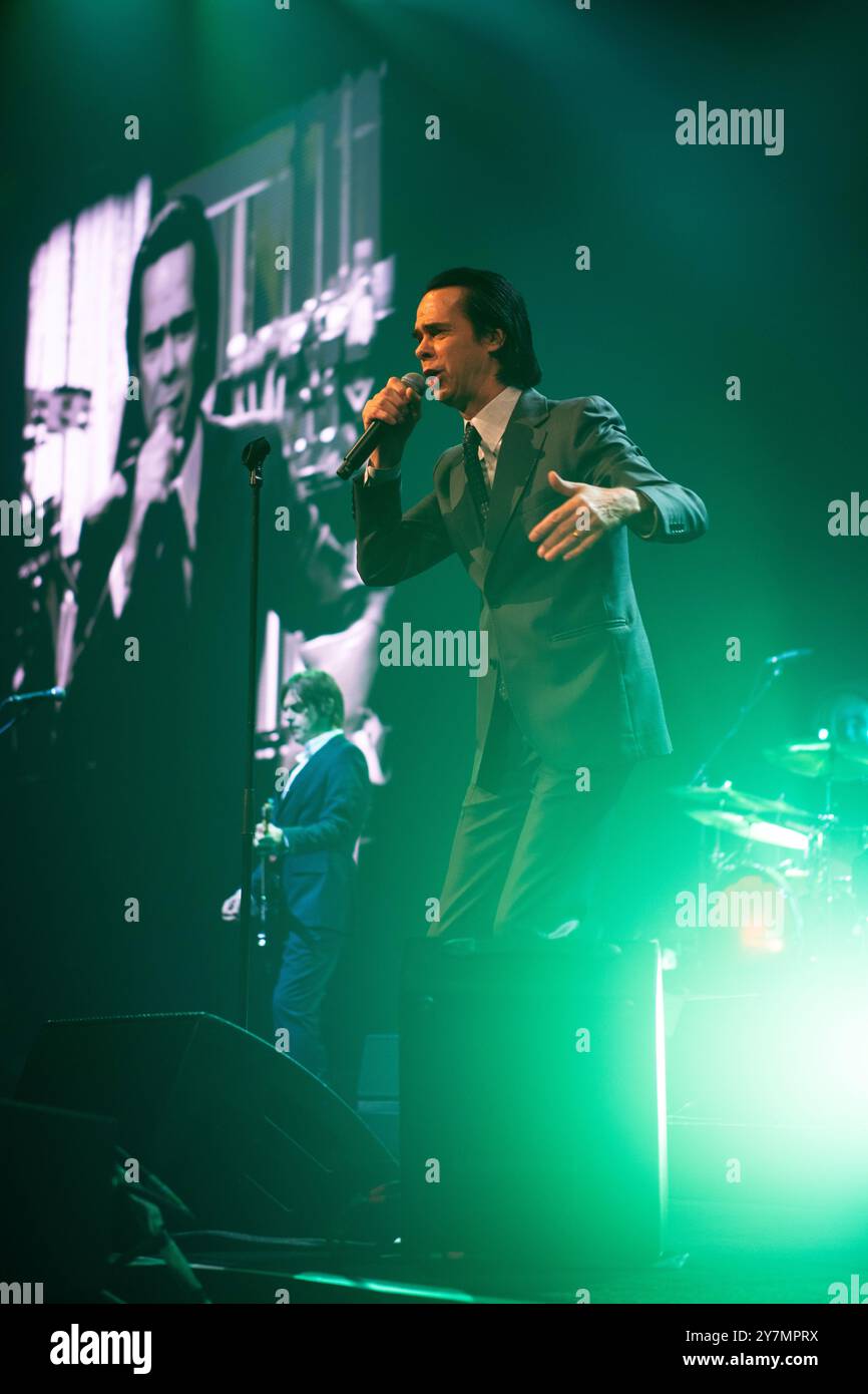 Australian artist, Nick Cave, performing with The Bad Seeds at the Uber ...