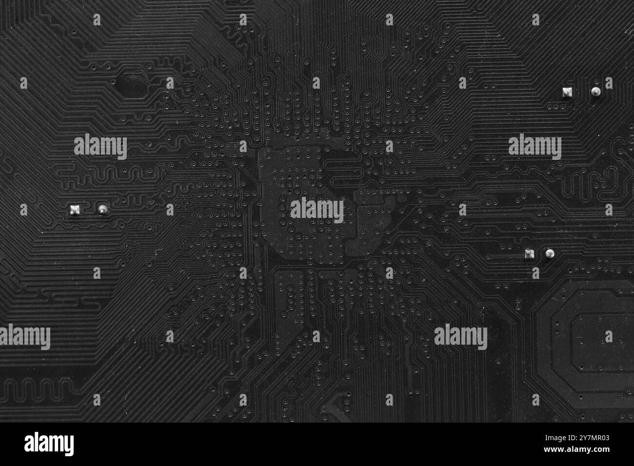 Old black computer motherboard with dust and rust stains background ...