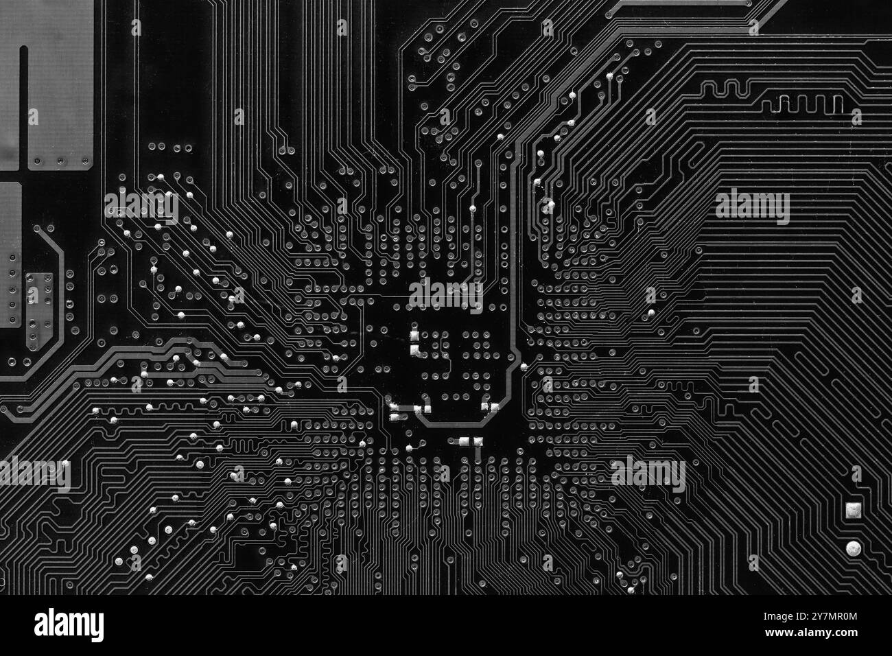 Old black computer motherboard with dust and rust stains background ...