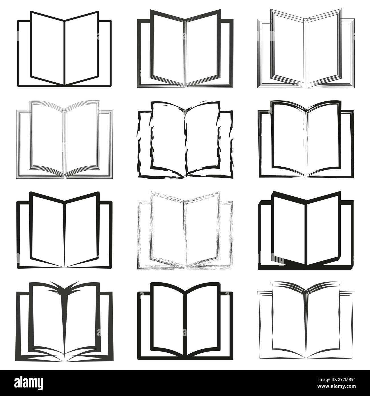 Open book icons. Various styles collection. Simple reading symbols ...