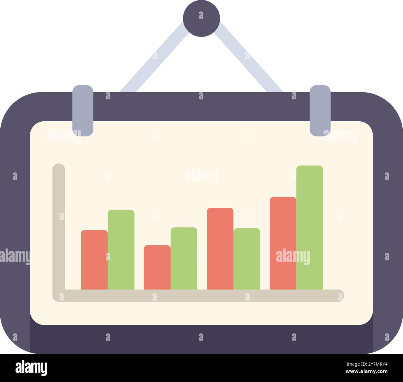 Hanging whiteboard showing growing bars chart business infographic icon ...