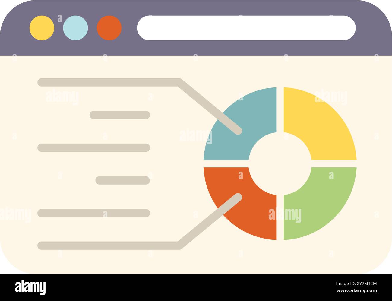 Website is displaying data analysis with a pie chart and a data table ...