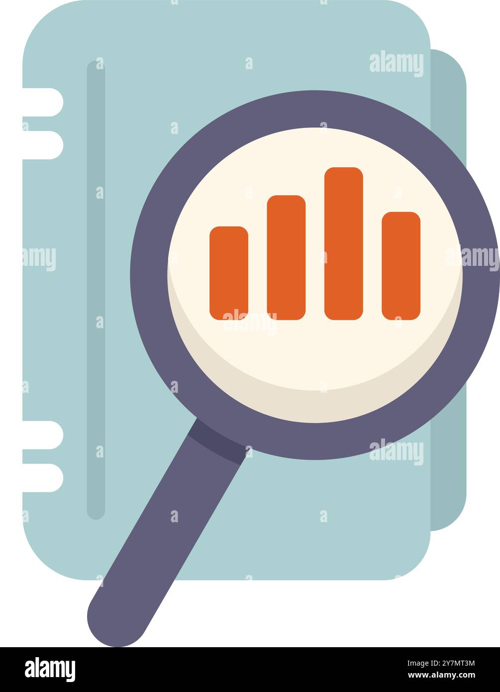 This vector illustration shows a magnifying glass focusing on a ...