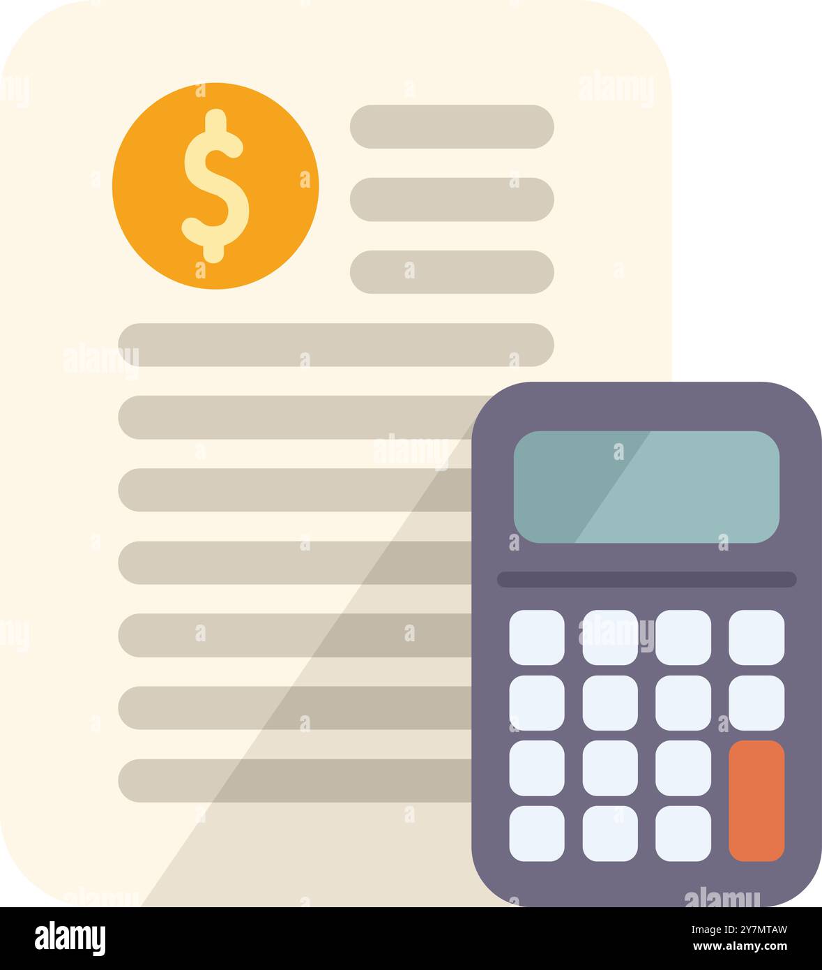 Calculator calculating invoice costs with dollar symbol in flat design ...