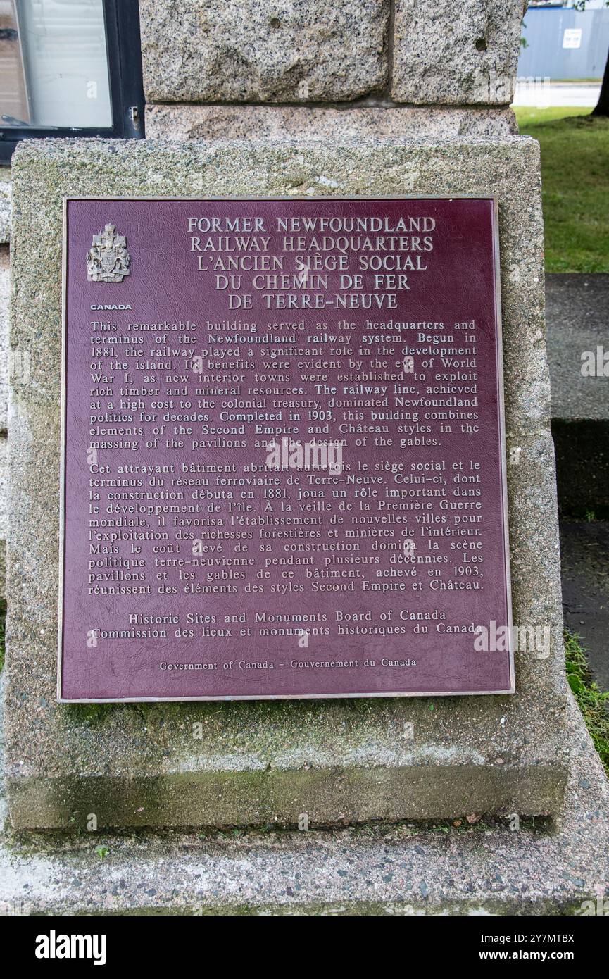 Plaque former Newfoundland Railway Headquarters at the Railway Coastal ...