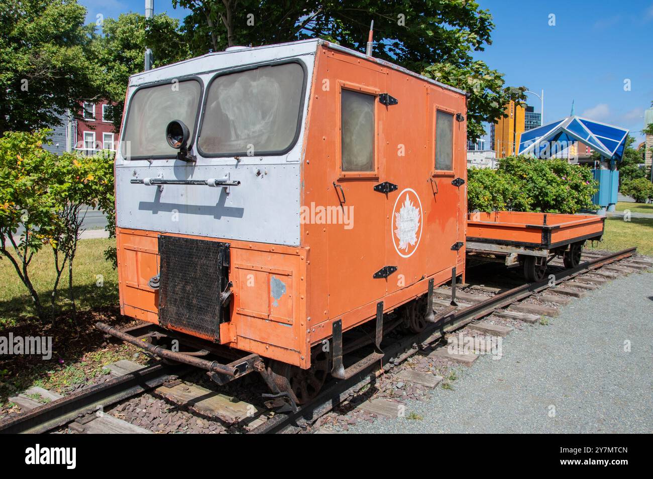 Orange rail car and trailer at the Railway Coastal Museum on Water ...