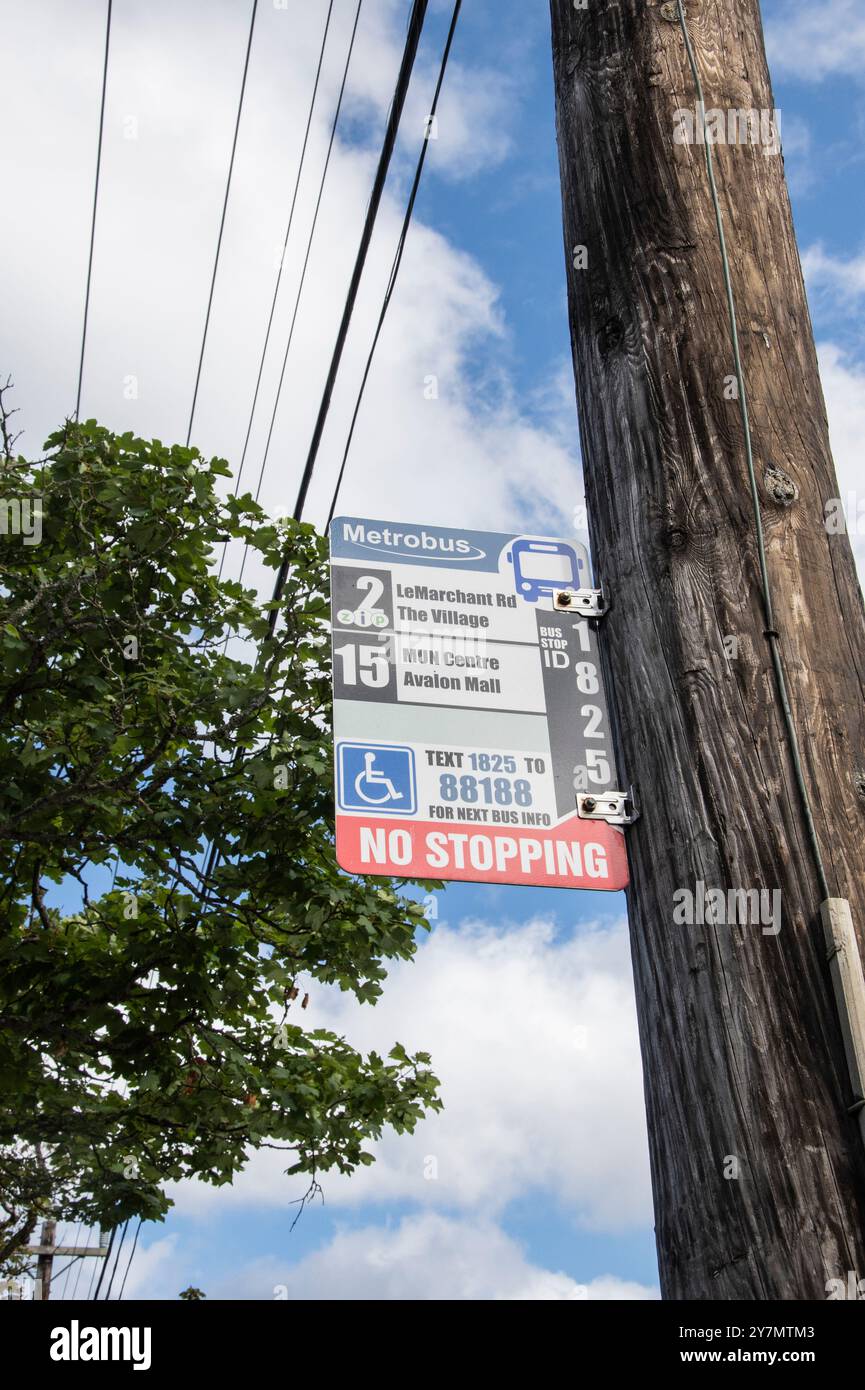 Metrobus stop sign in downtown St. John's, Newfoundland & Labrador ...