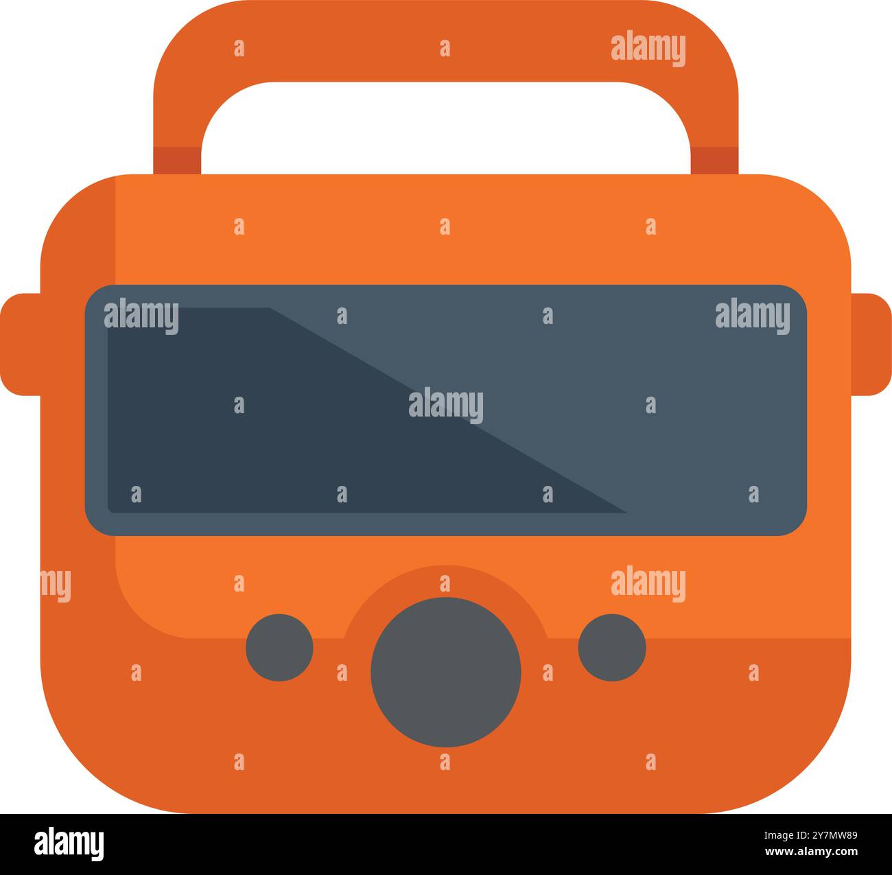 Orange portable power station providing backup emergency power supply ...