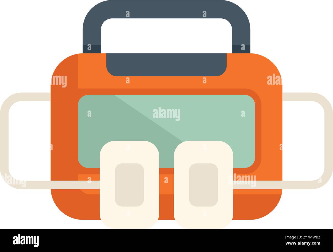 Orange and blue automated external defibrillator - aed - with two pads ...