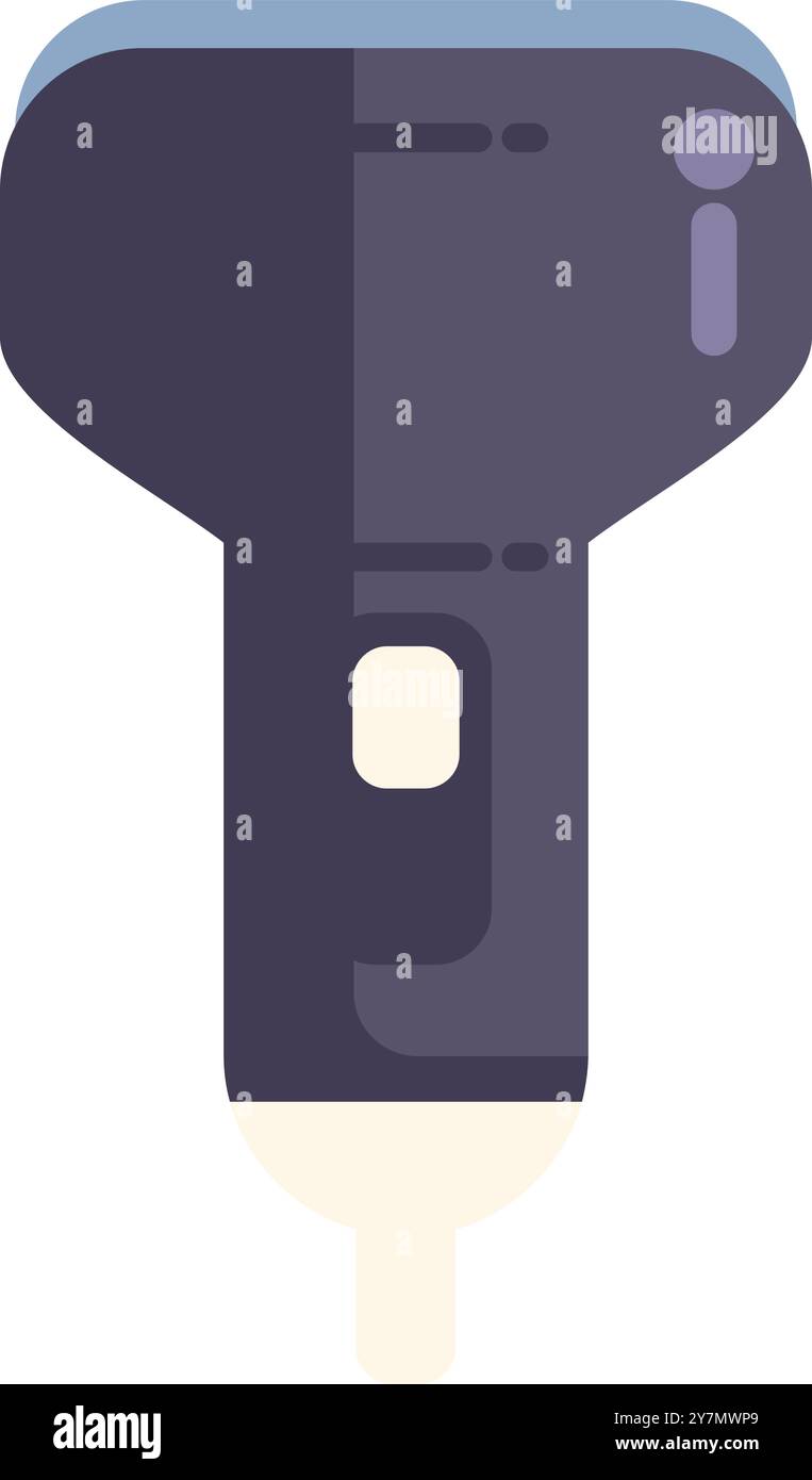 Modern wireless barcode scanner is scanning, emitting a beam of light ...