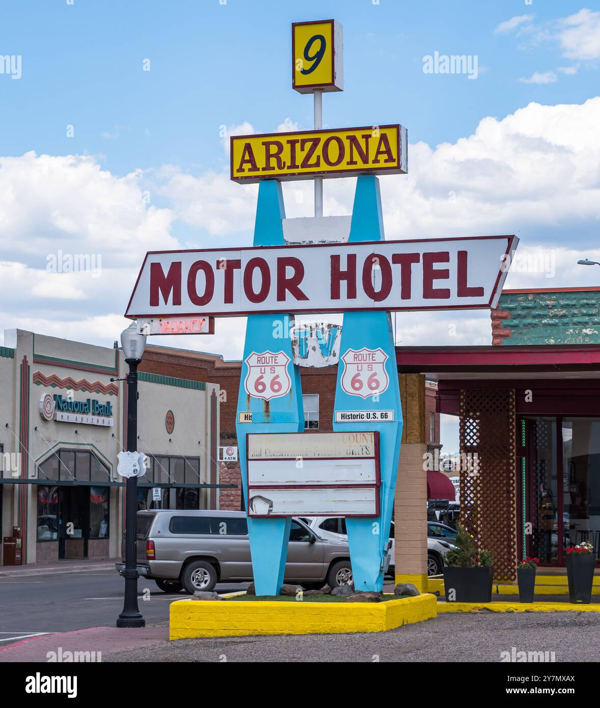 The sign for the Arizona Motor Hotel on Historic Route 66 in Williams ...