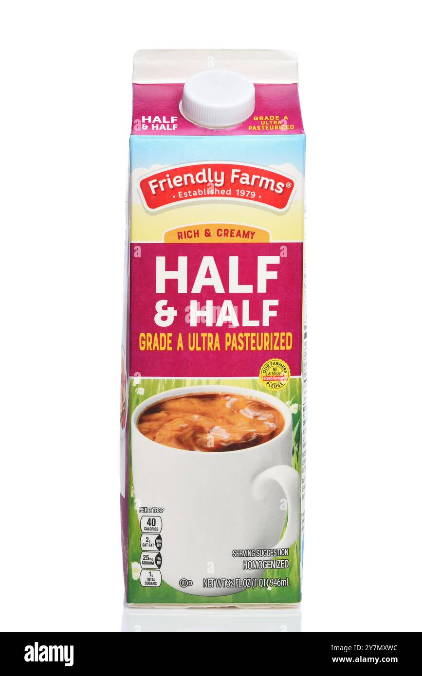 IRVINE, CALIFORNIA - 28 SEPT 2024: A carton of Friendly Farms Half And ...