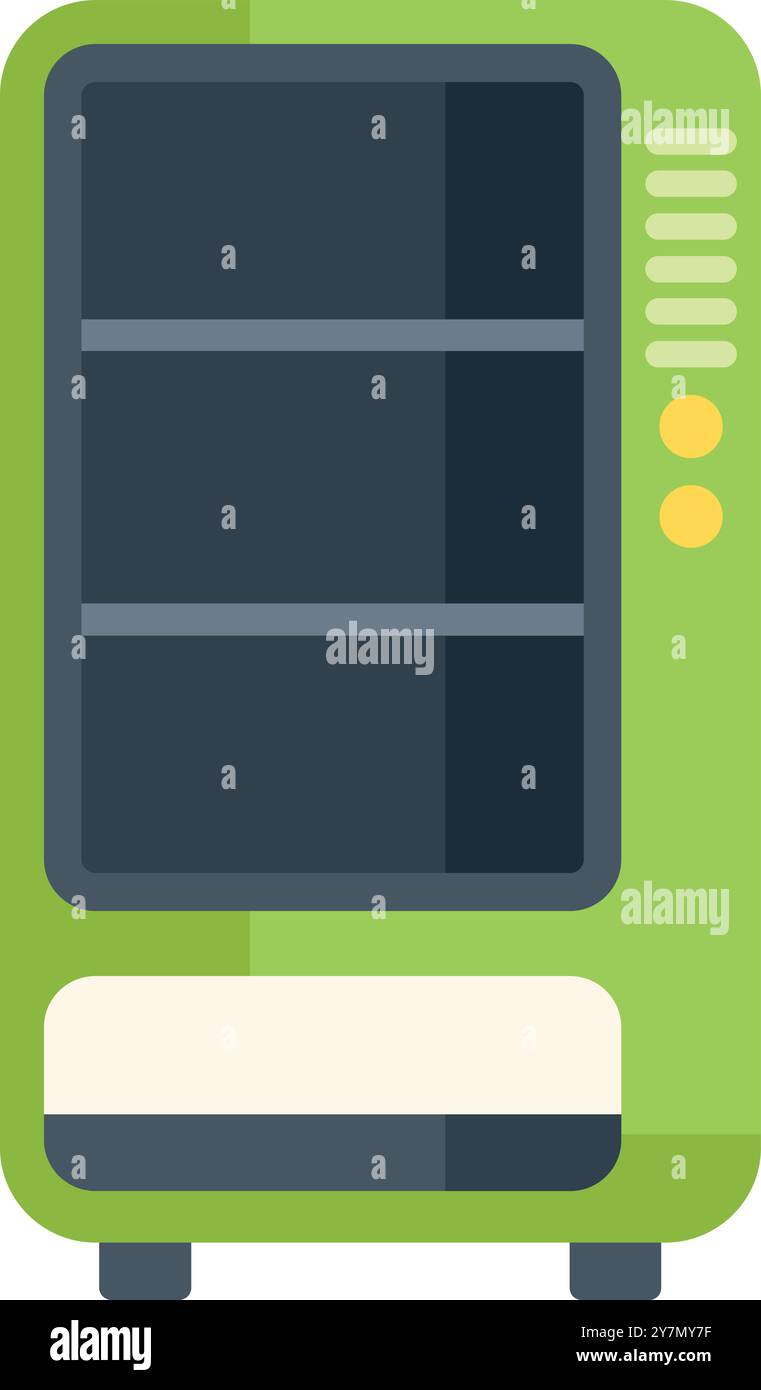 Green vending machine offering snacks and beverages, flat design icon ...