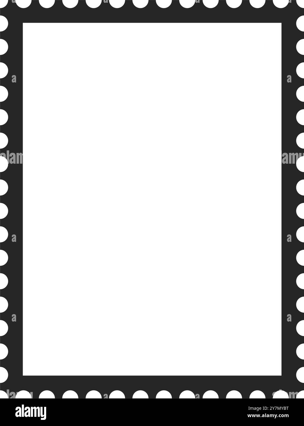 Vertical format postage stamp silhouette vector frame with perforated ...