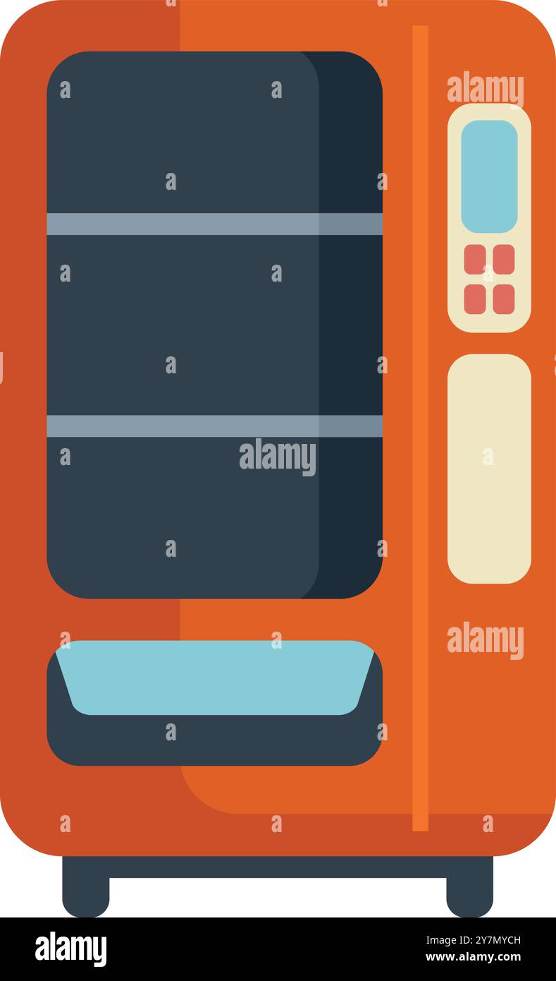 Orange vending machine dispensing snacks and drinks, isolated on white background Stock Vector ...