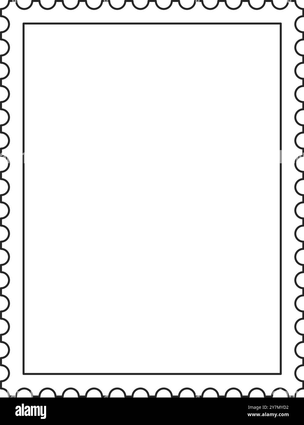 Vertical format postage stamp outline vector frame with perforated ...