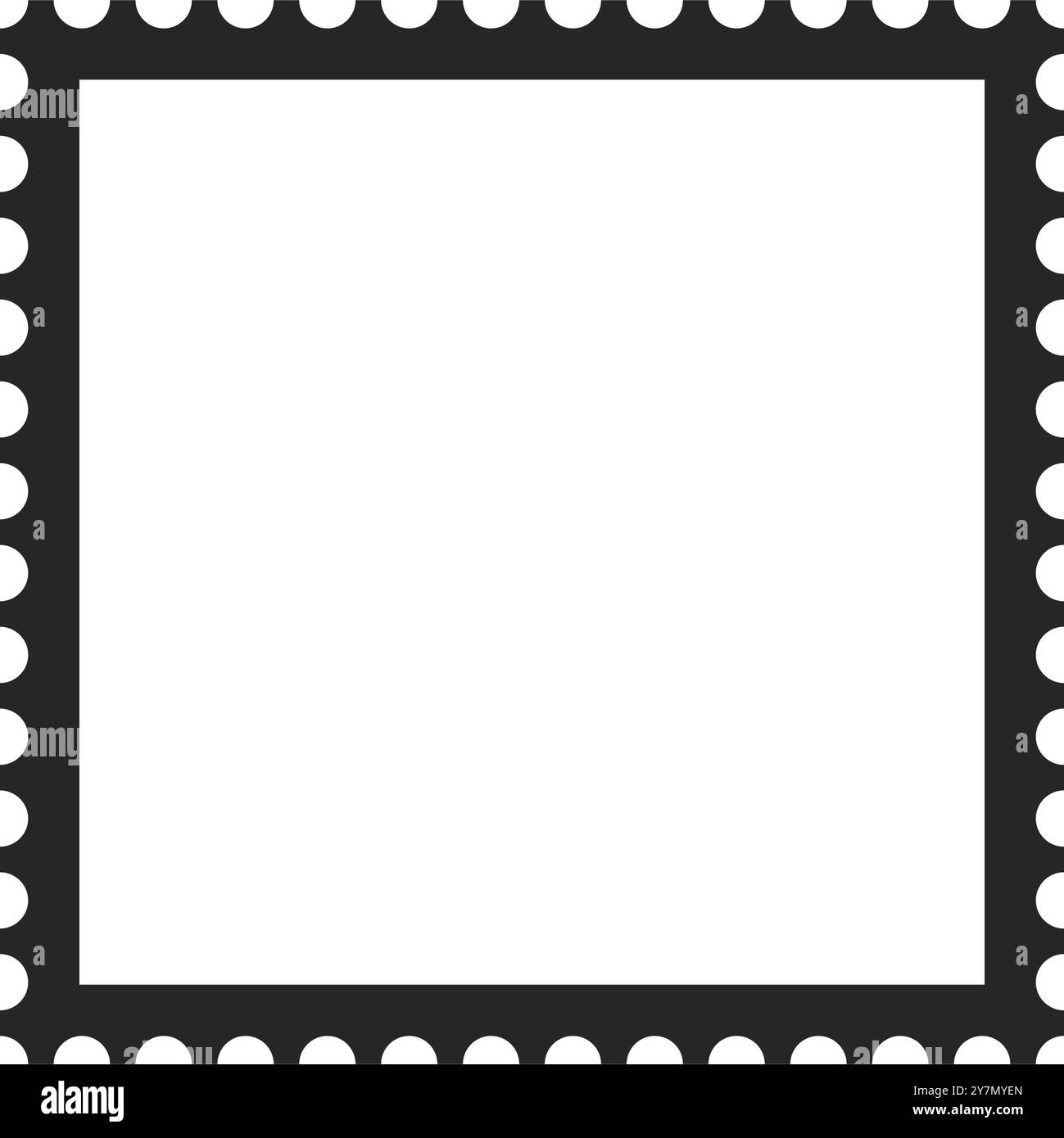 Square format postage stamp vector silhouette frame with perforated ...