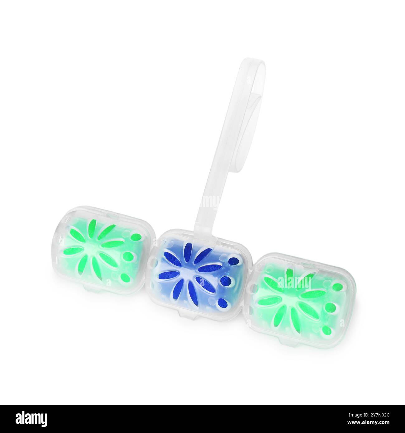 One toilet rim blocks cleaner isolated on white, above view Stock Photo ...