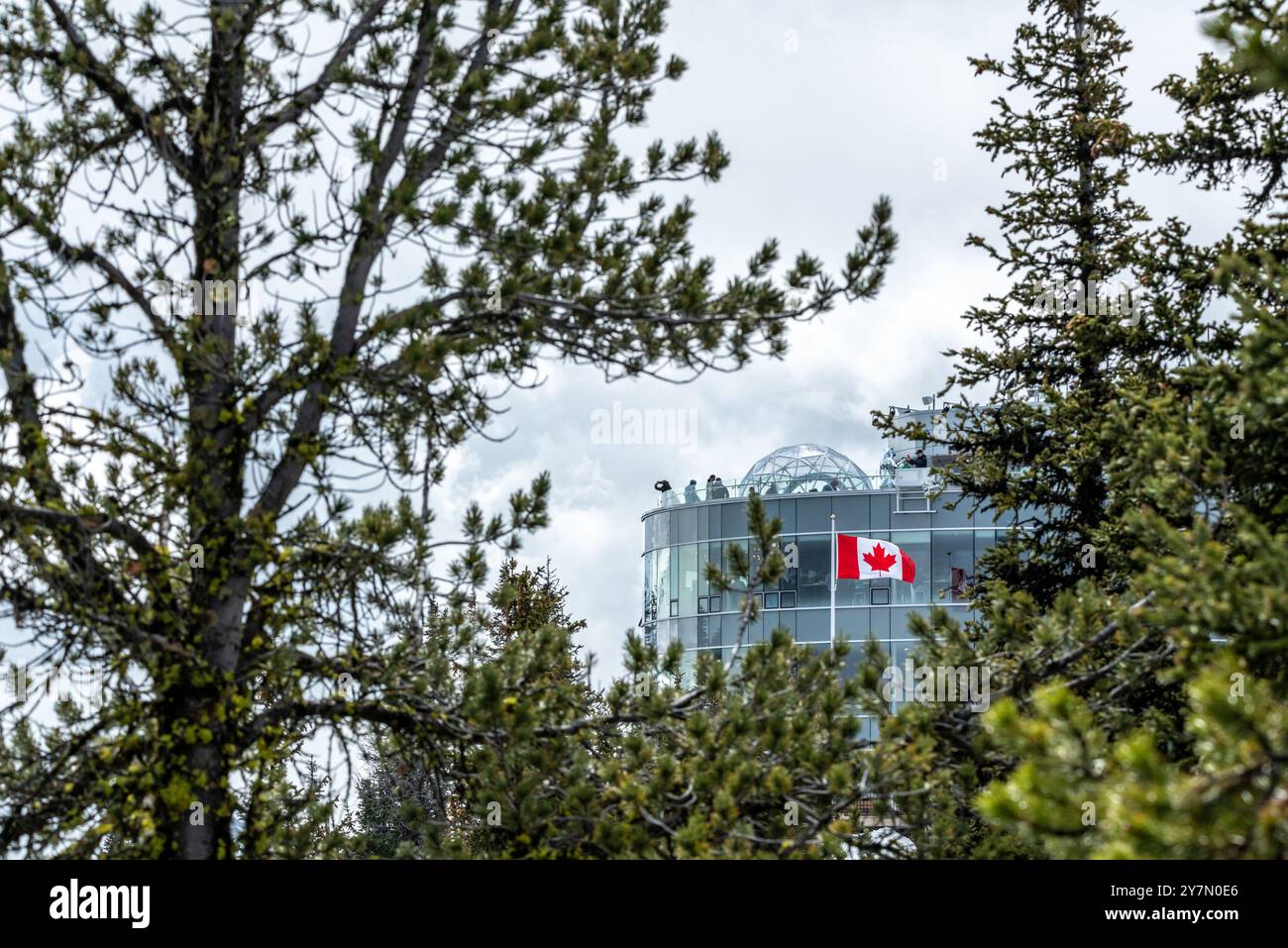 Views at the stunning Banff Gondola during spring time with snow capped ...