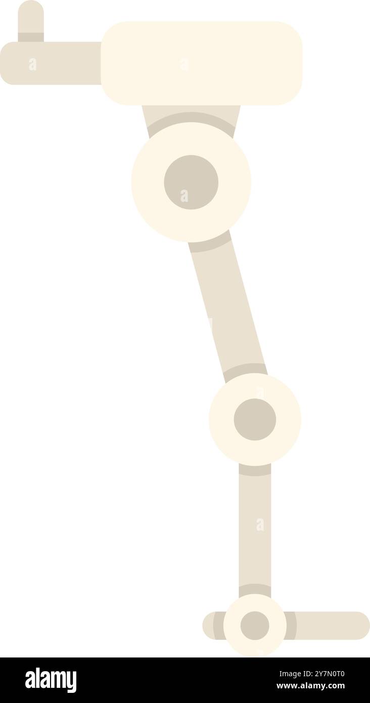 White mechanical robot leg standing still, side view of futuristic ...