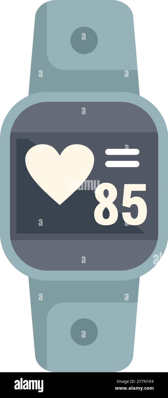 Smart watch showing heartbeat rate on screen icon in flat style Stock ...
